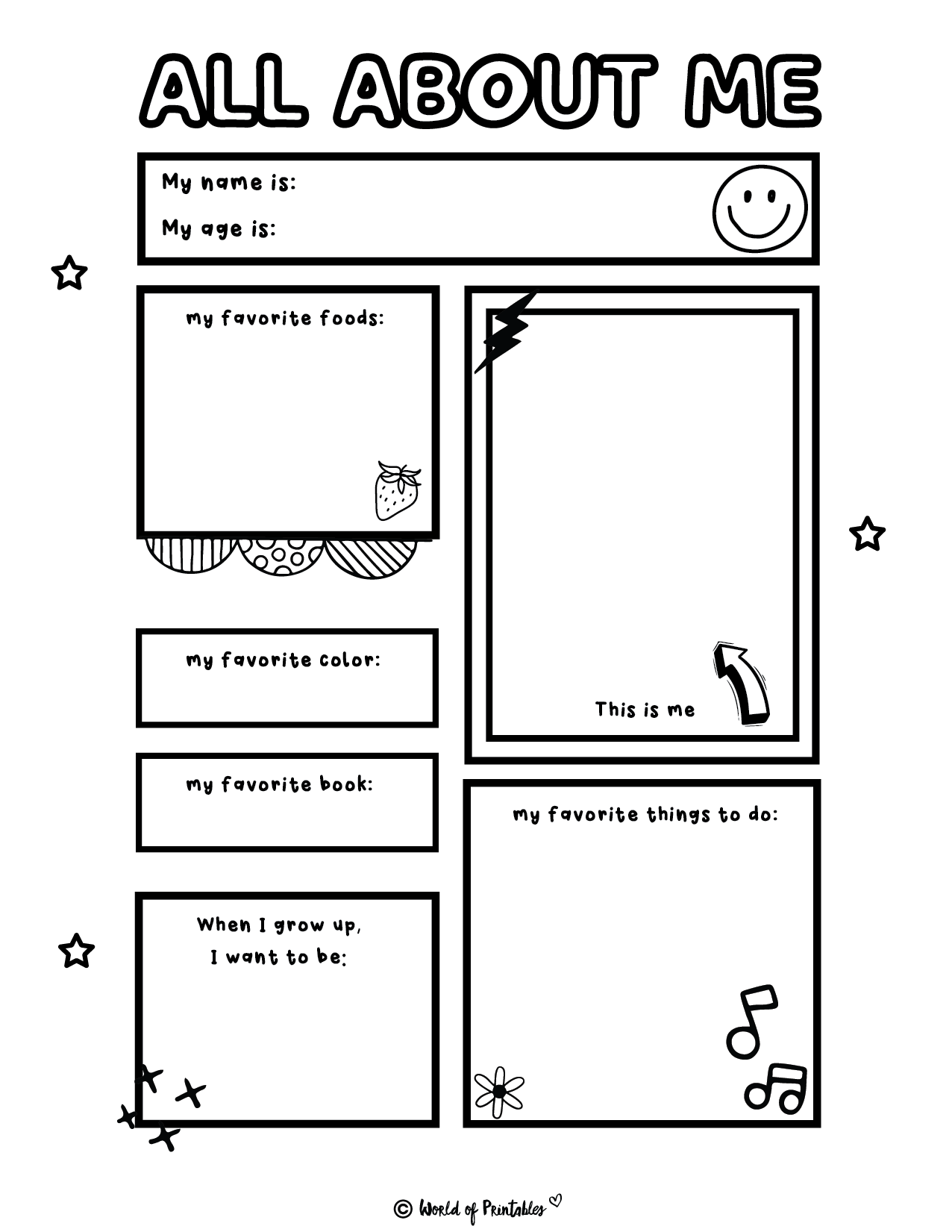 All About Me Worksheets World Of Printables