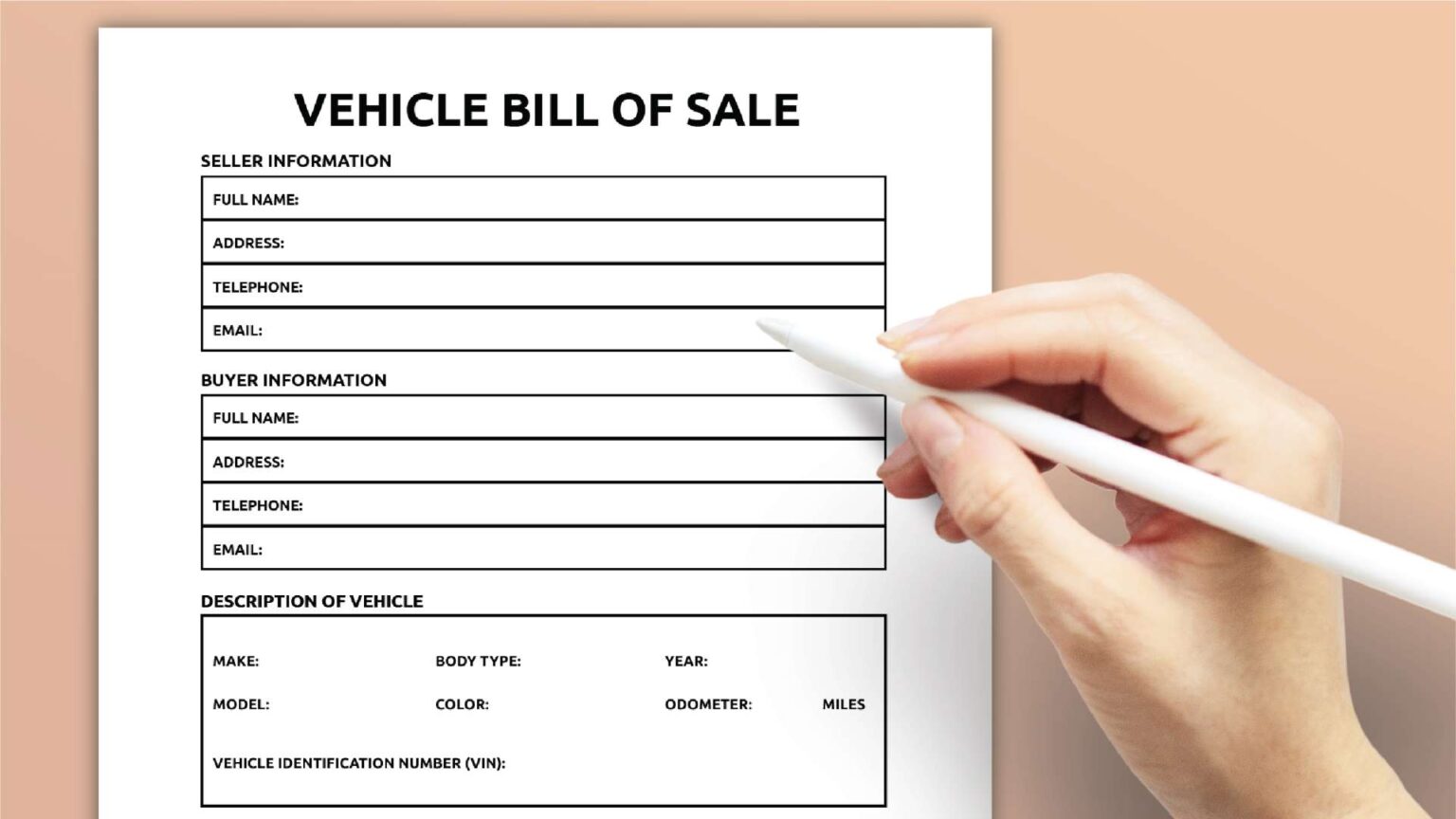 Printable Bill Of Sale For Vehicle World Of Printables