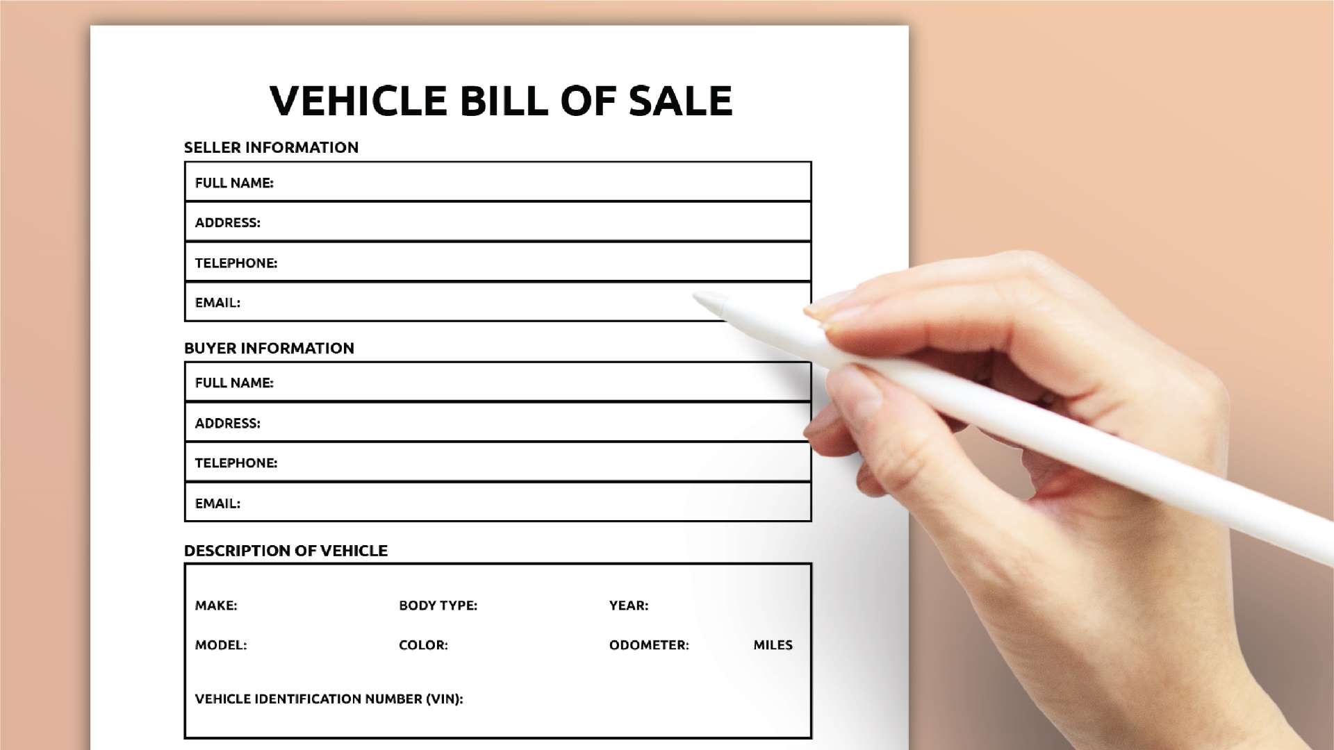 Printable Bill Of Sale For Vehicle World Of Printables