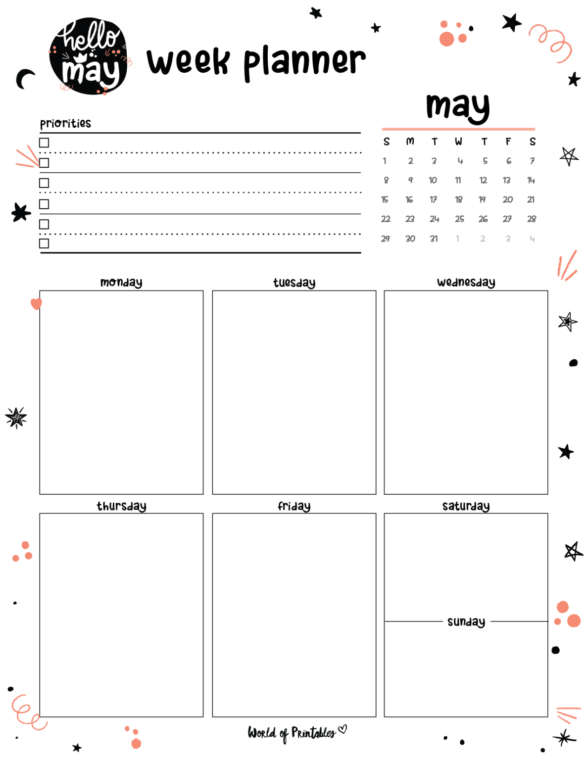 FREE Cute May 2023 Calendar & Planners - World of Printables