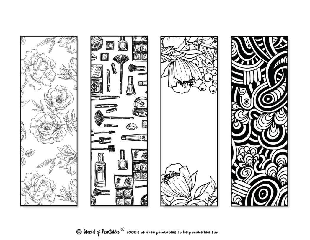 Printable Bookmarks To Color | 120 For Adults & Kids - World of Printables