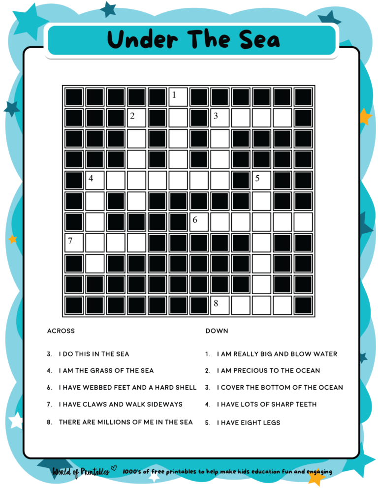 Printable Kids Crossword Puzzles - World of Printables