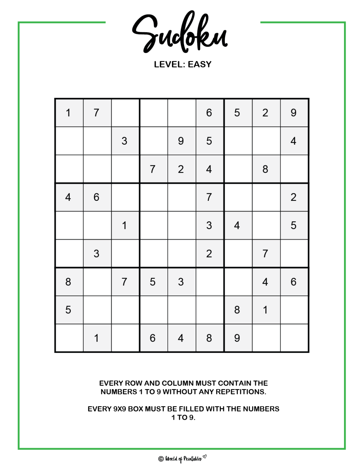 Printable Sudoku - 100+ Puzzles From Easy To Hard - World of Printables