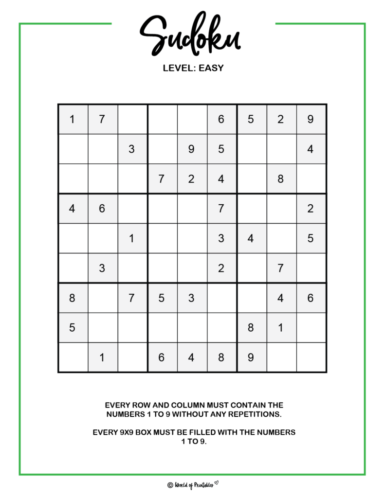 Printable Sudoku - 100+ Puzzles From Easy To Hard - World of Printables