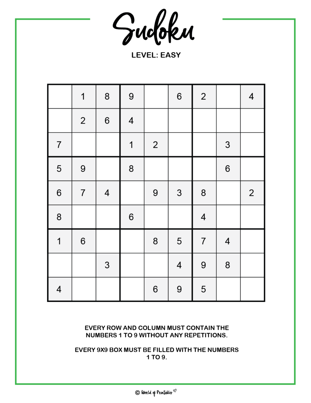 Printable Sudoku - 100+ Puzzles From Easy To Hard - World of Printables