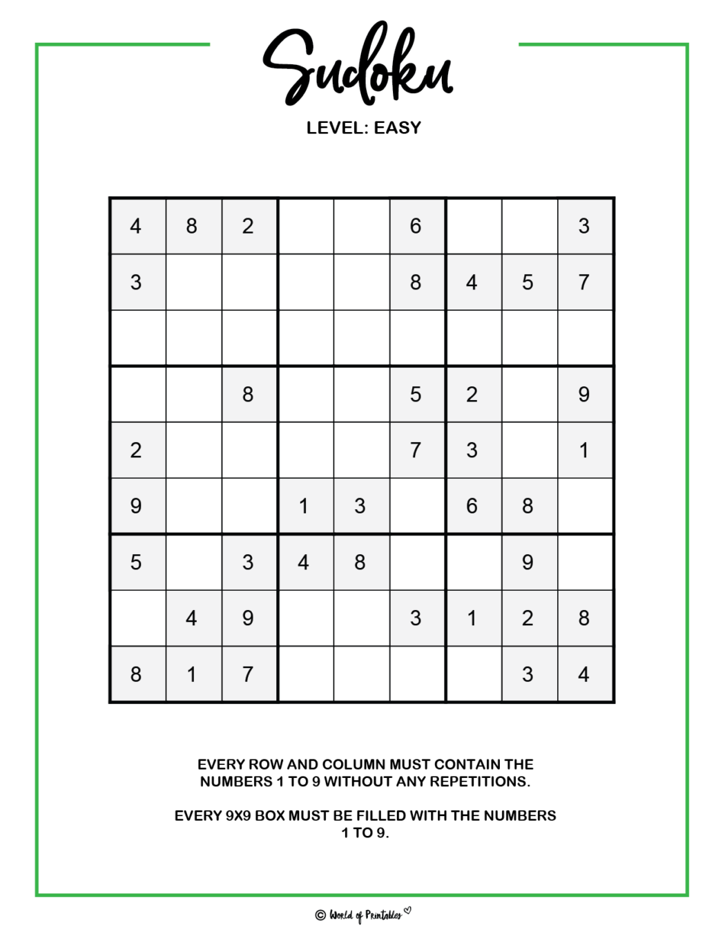 Printable Sudoku - 100+ Puzzles From Easy To Hard - World of Printables