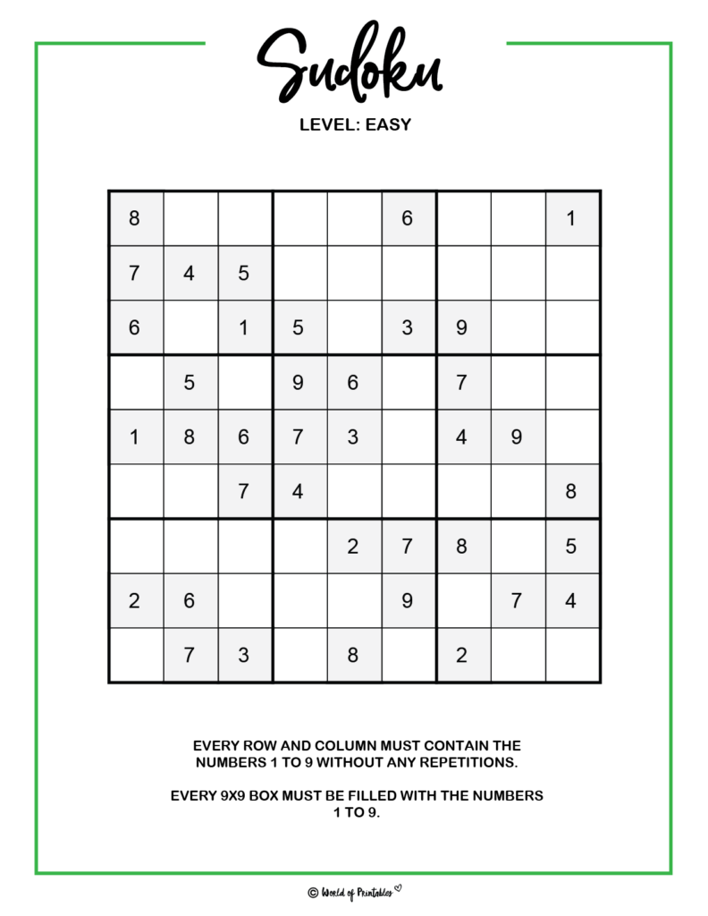 Printable Sudoku - 100+ Puzzles From Easy To Hard - World of Printables