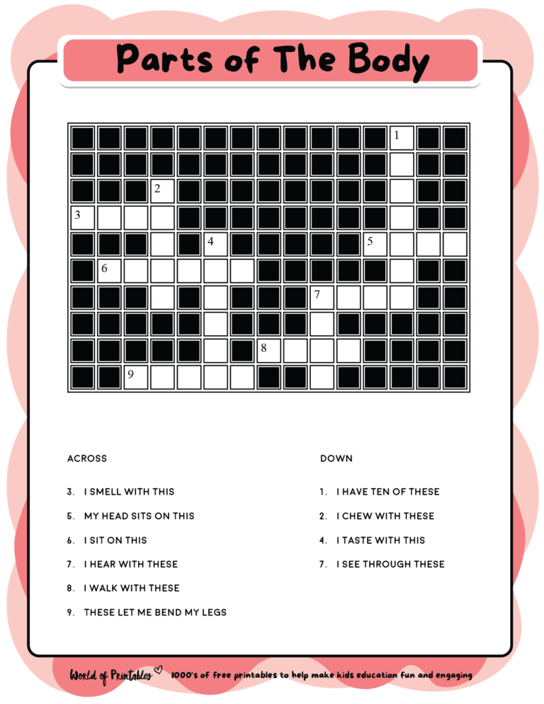 Printable Kids Crossword Puzzles - World of Printables