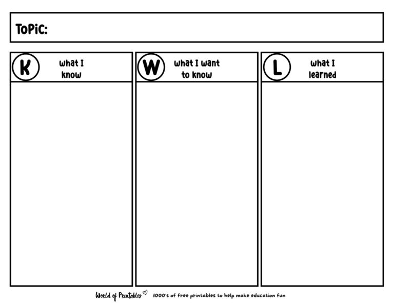 KWL Chart | 14 Templates - World of Printables