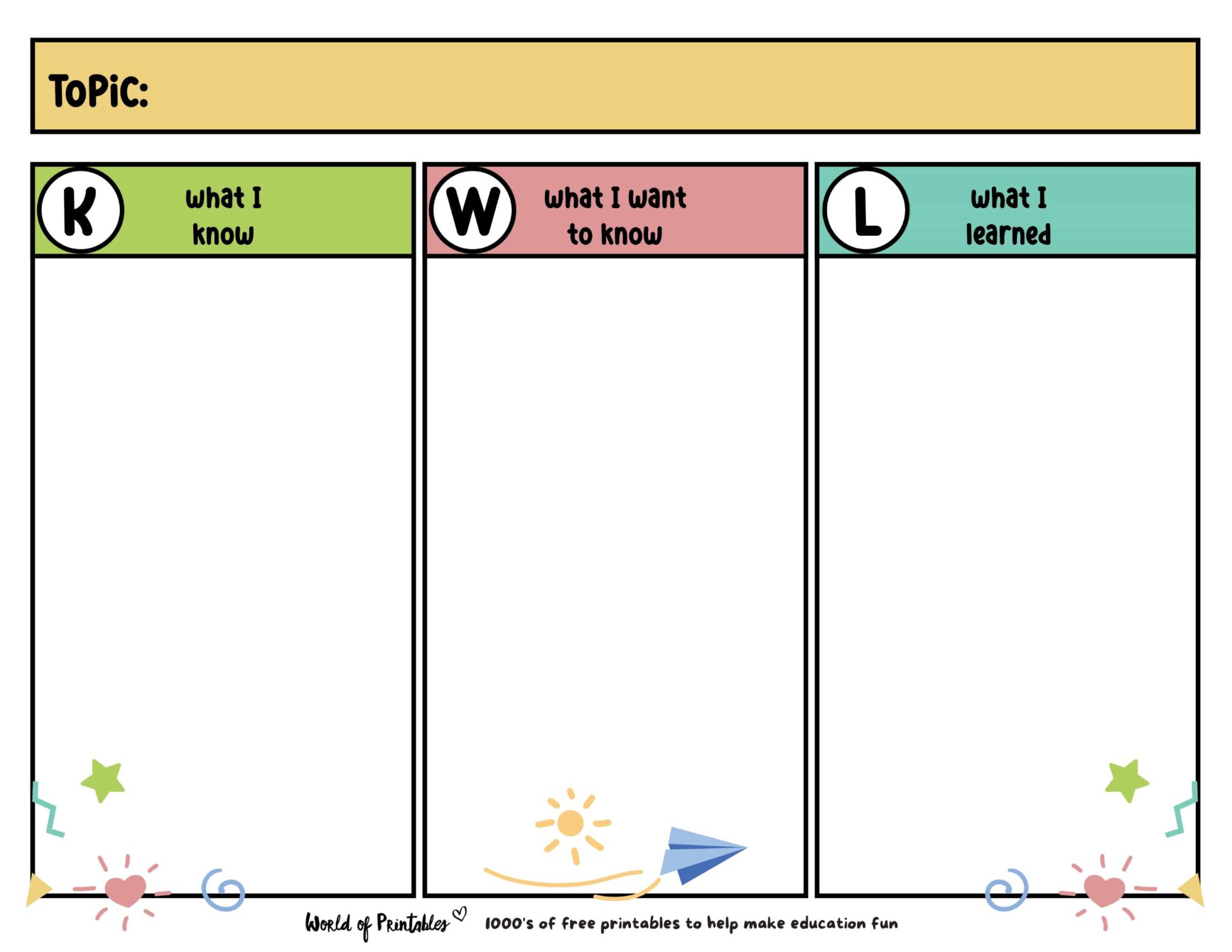 Printable KWL Charts - World of Printables
