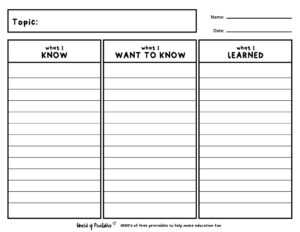 KWL Chart | 14 Templates - World of Printables