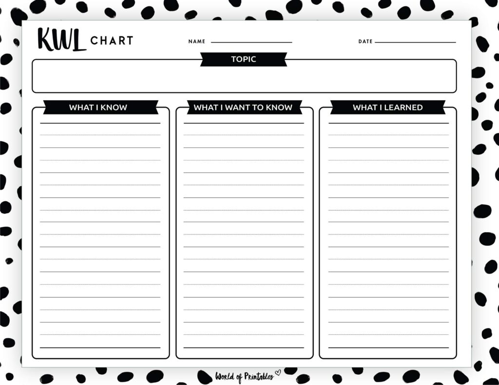 Printable KWL Charts - World of Printables