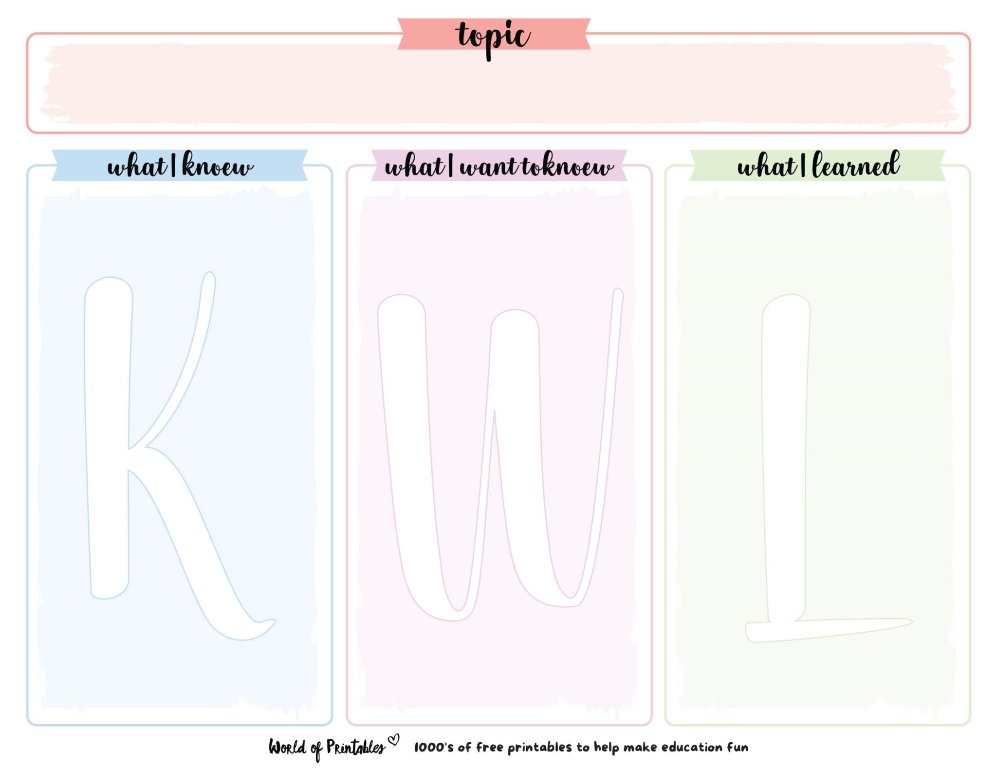 KWL Chart | 14 Templates - World of Printables