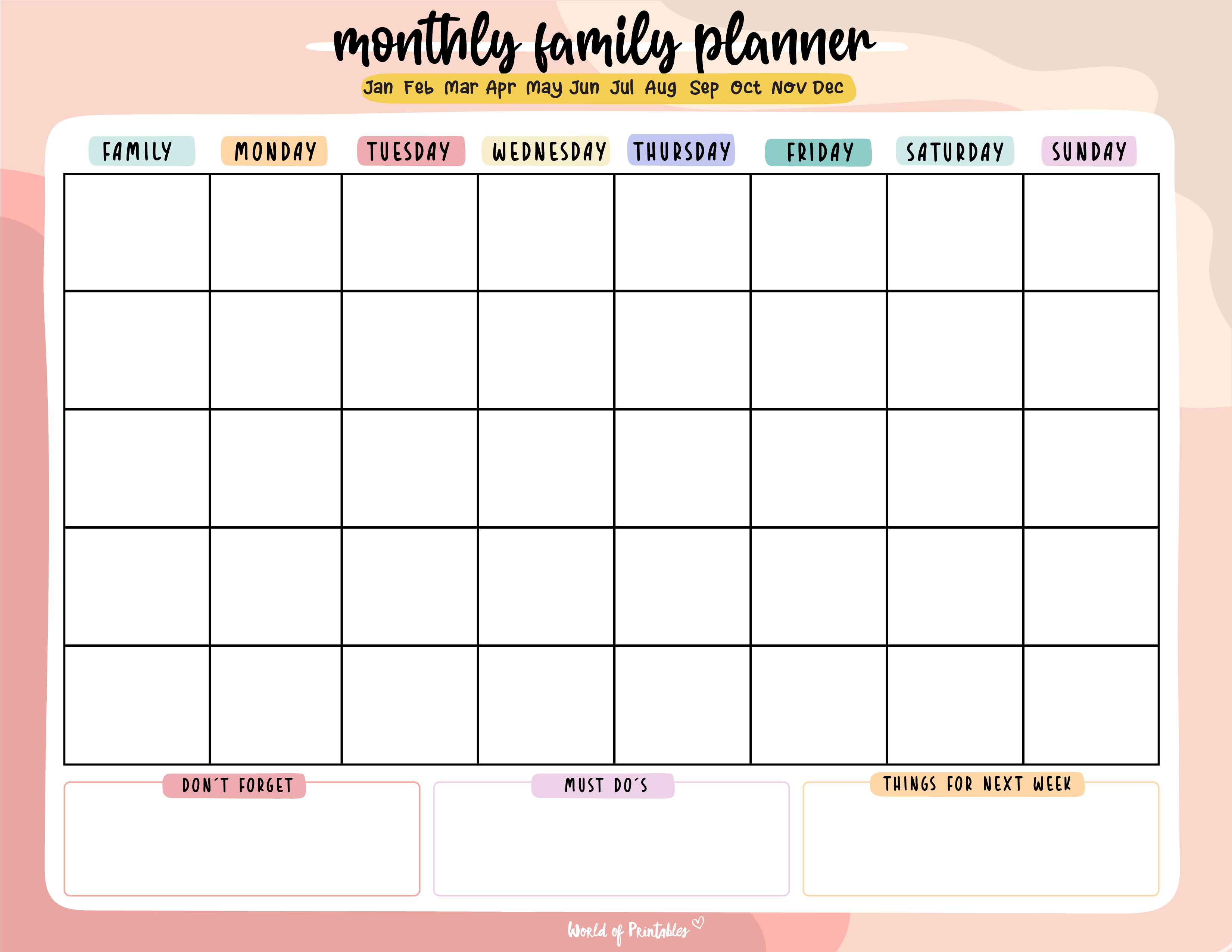 Family Planner World Of Printables Family Planner World Of Printables