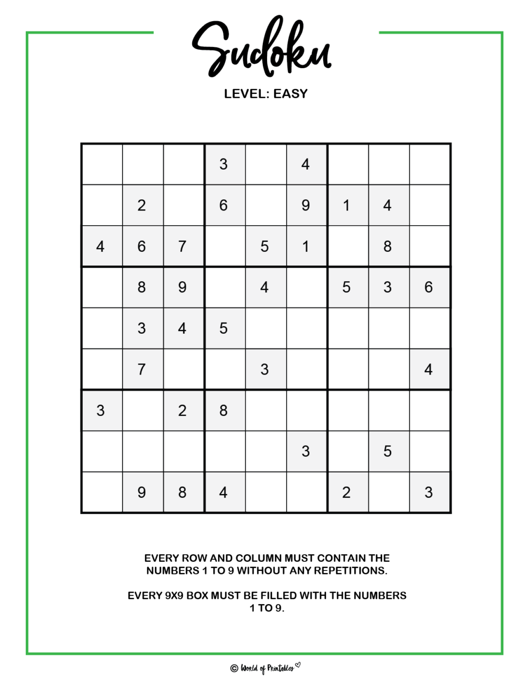 Printable Sudoku - 100+ Puzzles From Easy To Hard - World of Printables