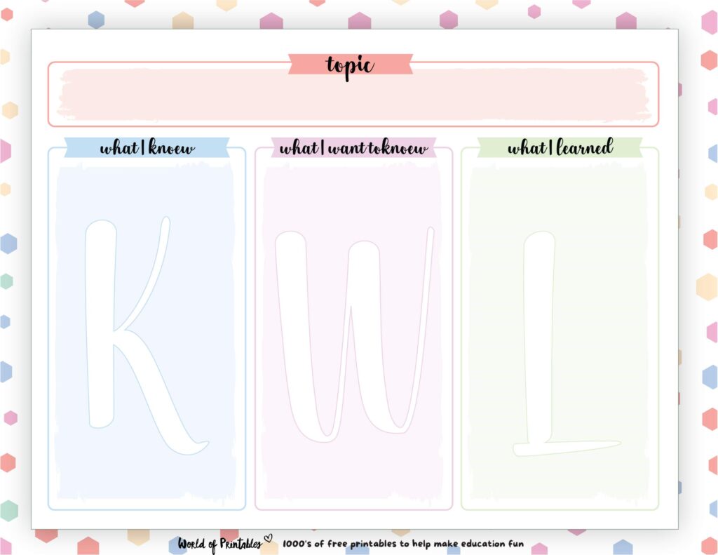 KWL Chart | 14 Templates - World of Printables
