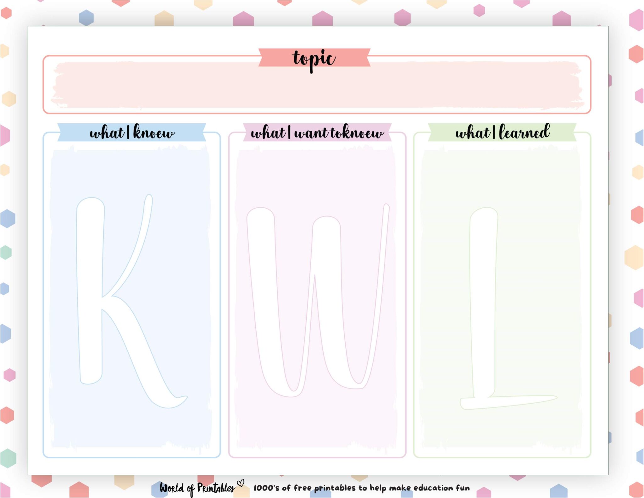 KWL Chart | 14 Templates - World of Printables