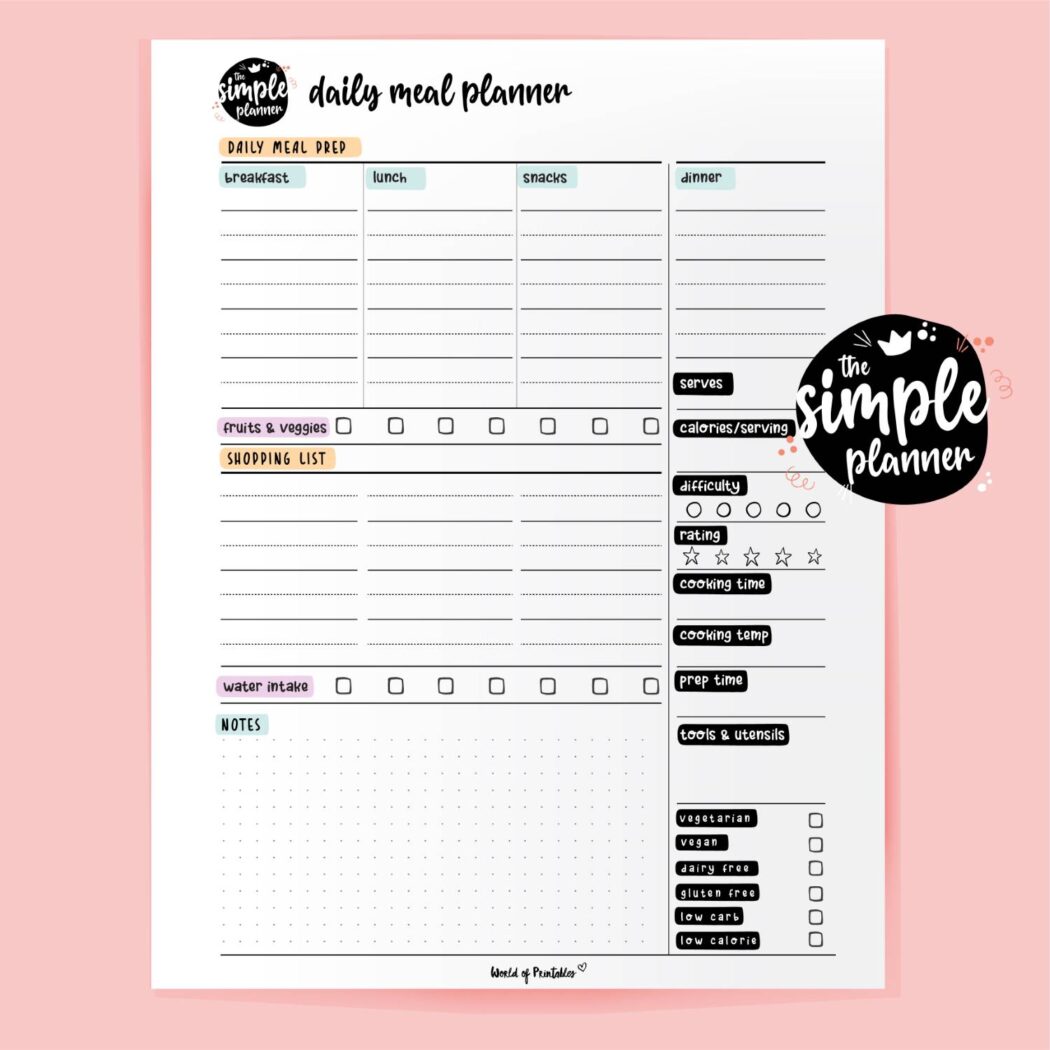 Simple Planner - World of Printables
