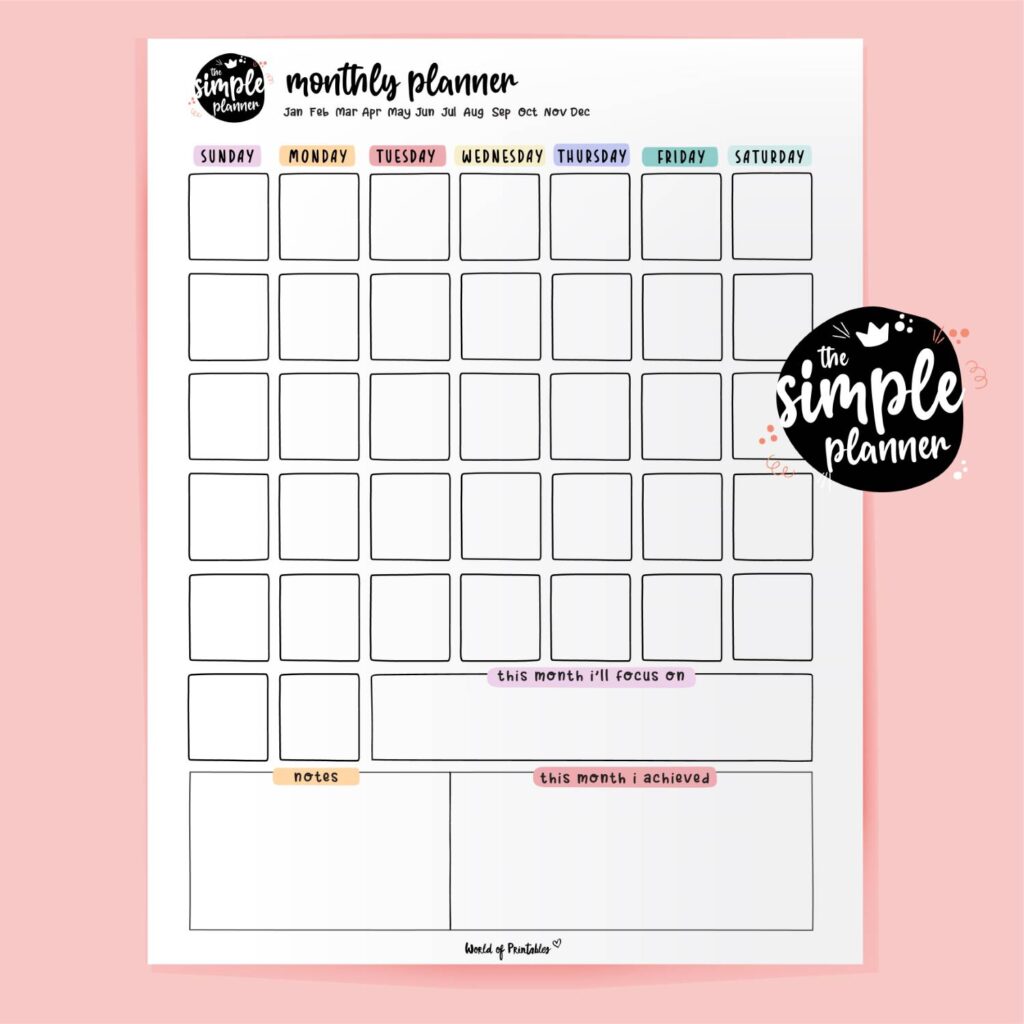 Simple Planner - World of Printables
