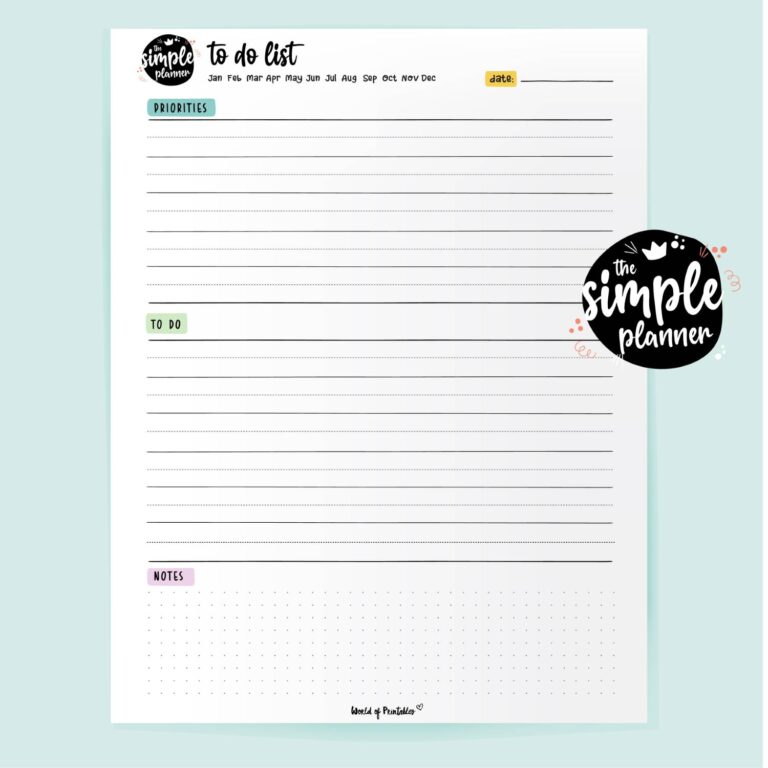 Simple Planner - World of Printables