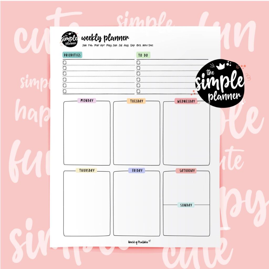 Simple Planner - World of Printables