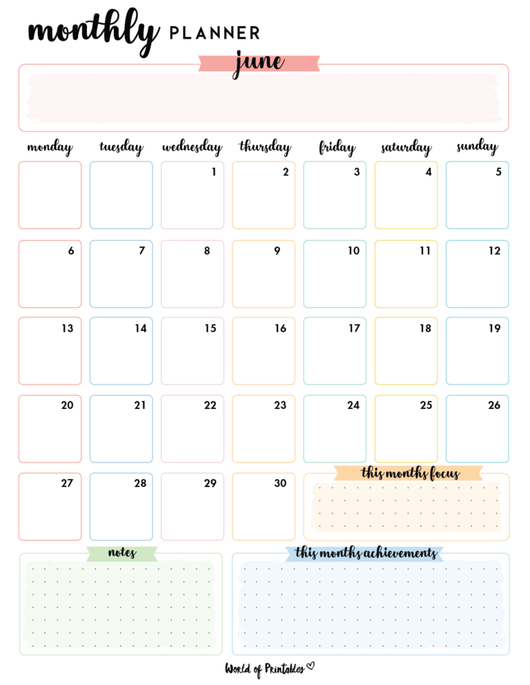 June 2022 Planner Set | Free Calendar & Planner Printables - World of ...
