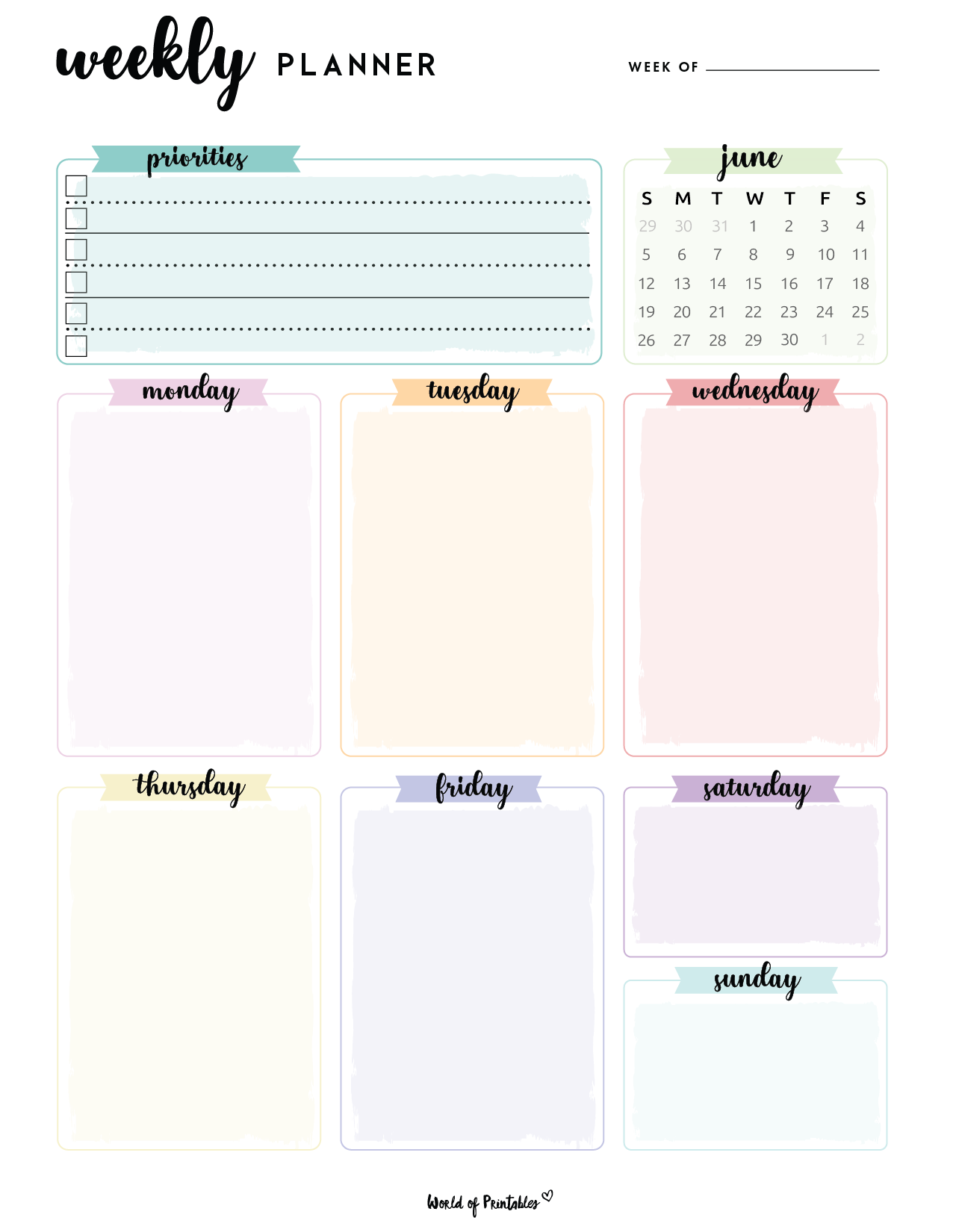 June 2022 Planner Set | Free Calendar & Planner Printables - World of ...