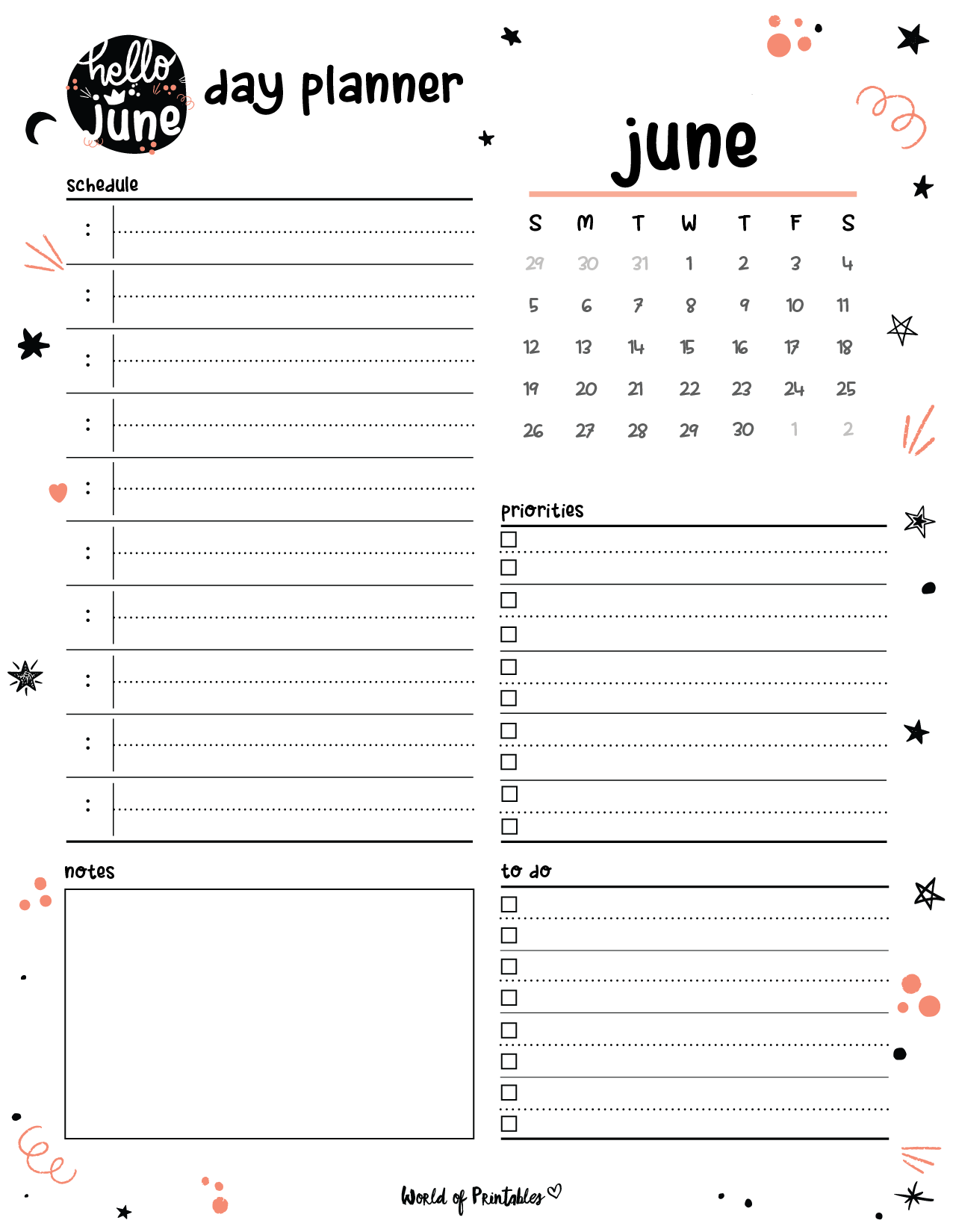 June 2022 Planner Set | Free Calendar & Planner Printables - World of ...