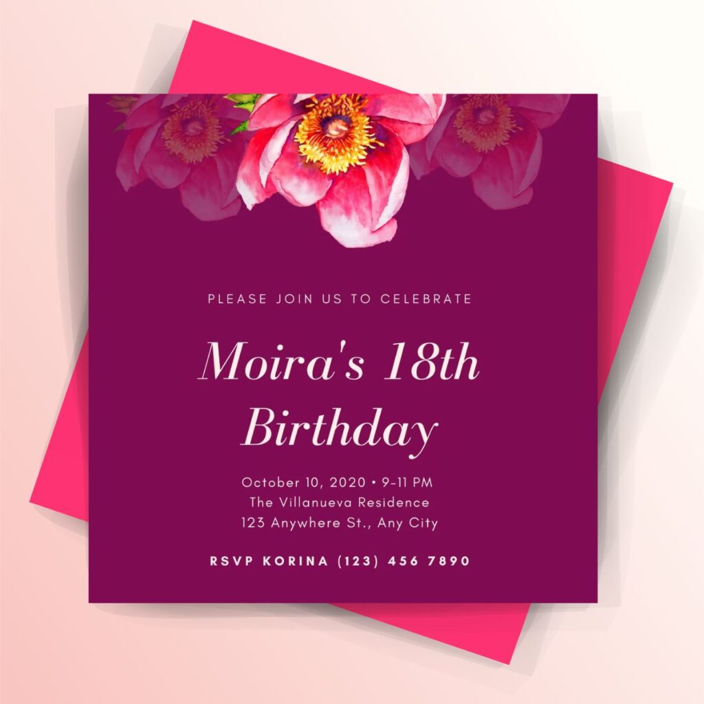 Elegant Empty 18th Birthday Invitation Card Background Design Clearance