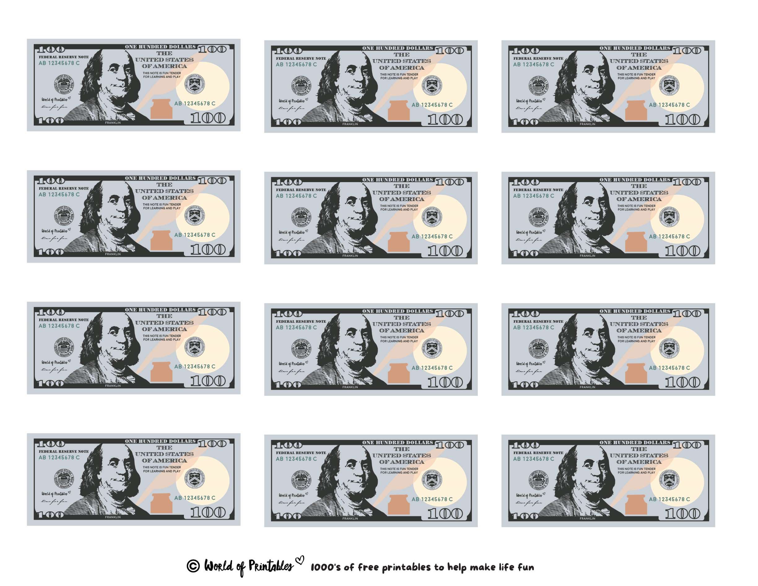 Printable Play Money Play Learn World Of Printables
