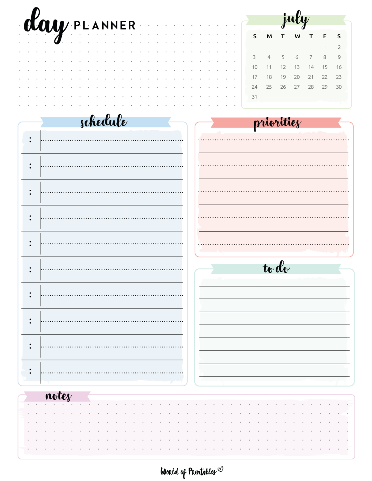 Free Cute July Calendar & Planner Printables