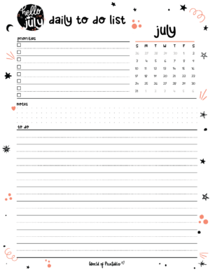 Free Cute July Calendar & Planner Printables