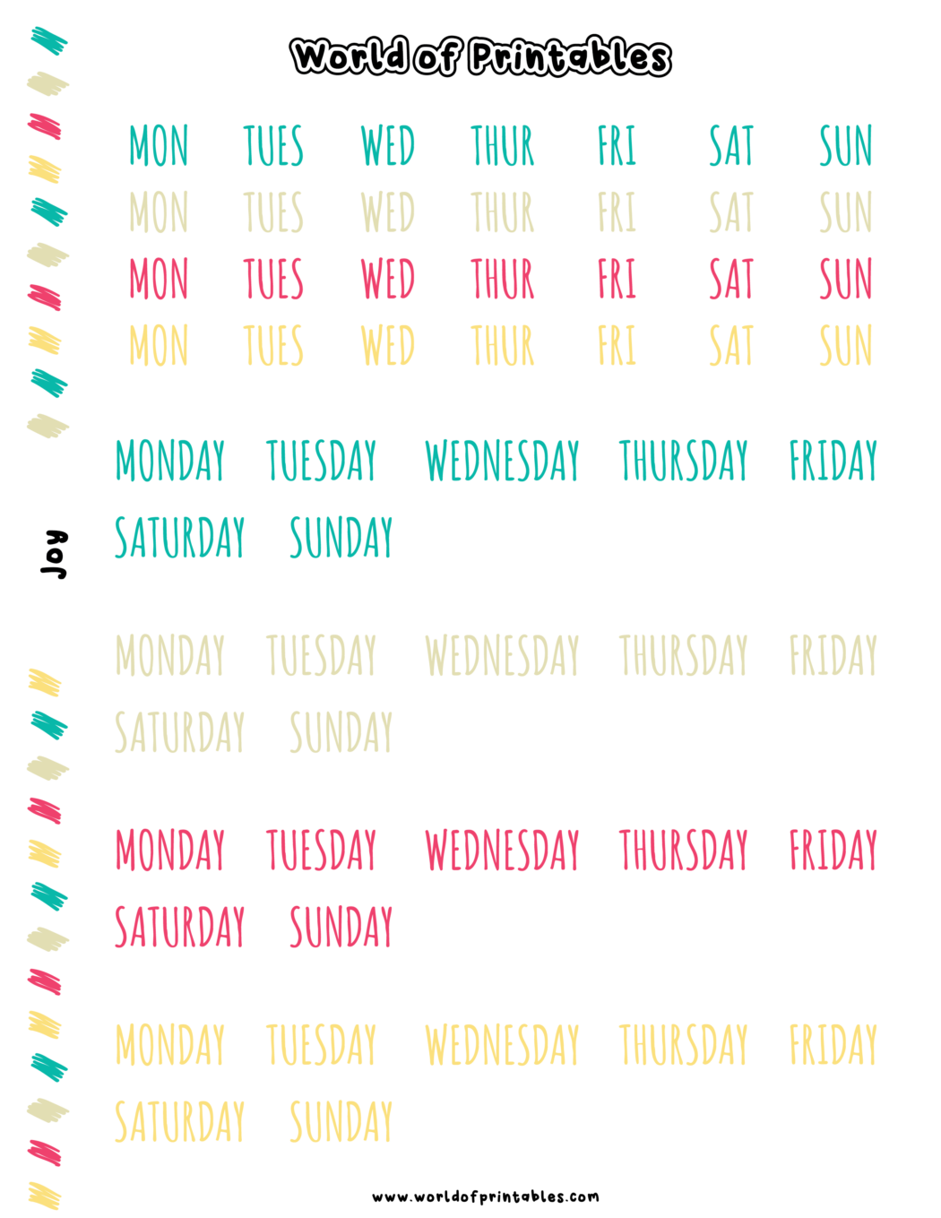 Days of The Week Stickers - Free For Printable & Digital Planners ...