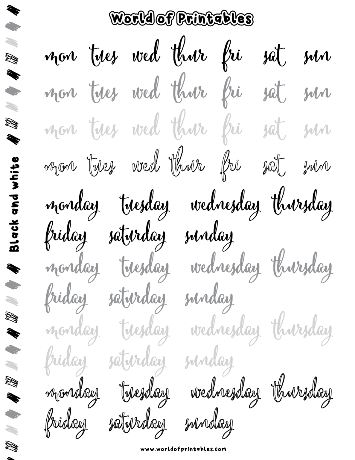 Days of The Week Stickers - Free For Printable & Digital Planners ...