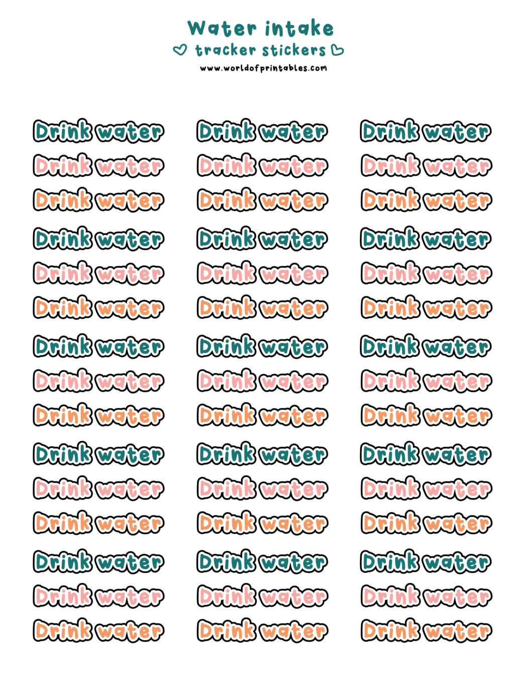 Water Tracker Stickers - Free Printable and Digital Planner Stickers