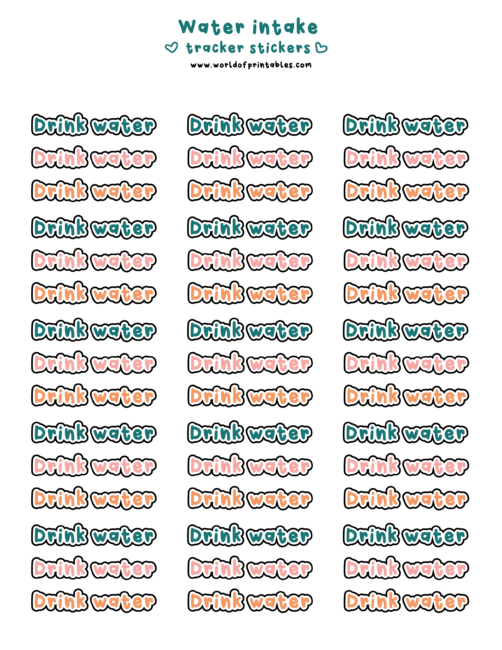 Water Tracker Stickers - Free Printable and Digital Planner Stickers