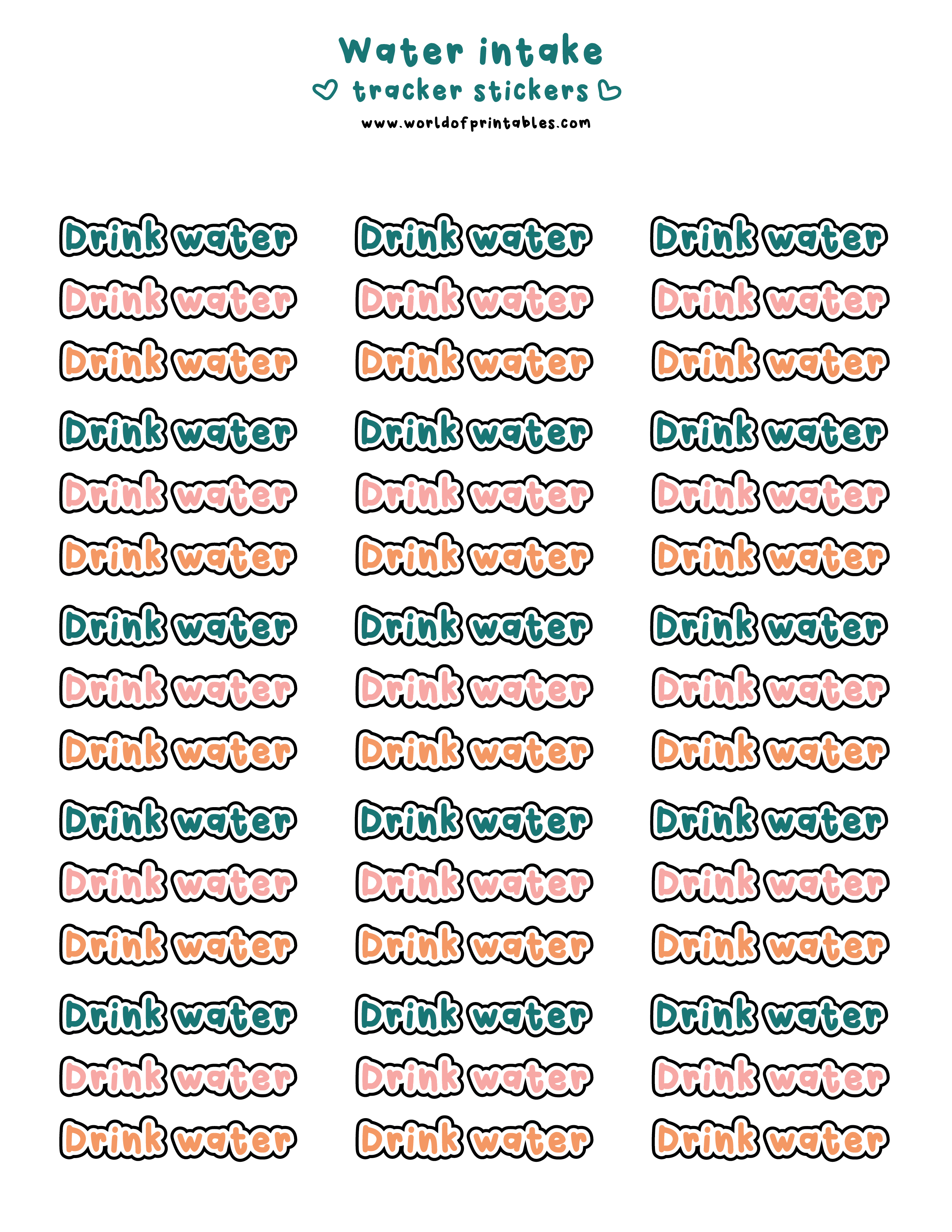 Free Printable Water Tracker Stickers - Templates Printable