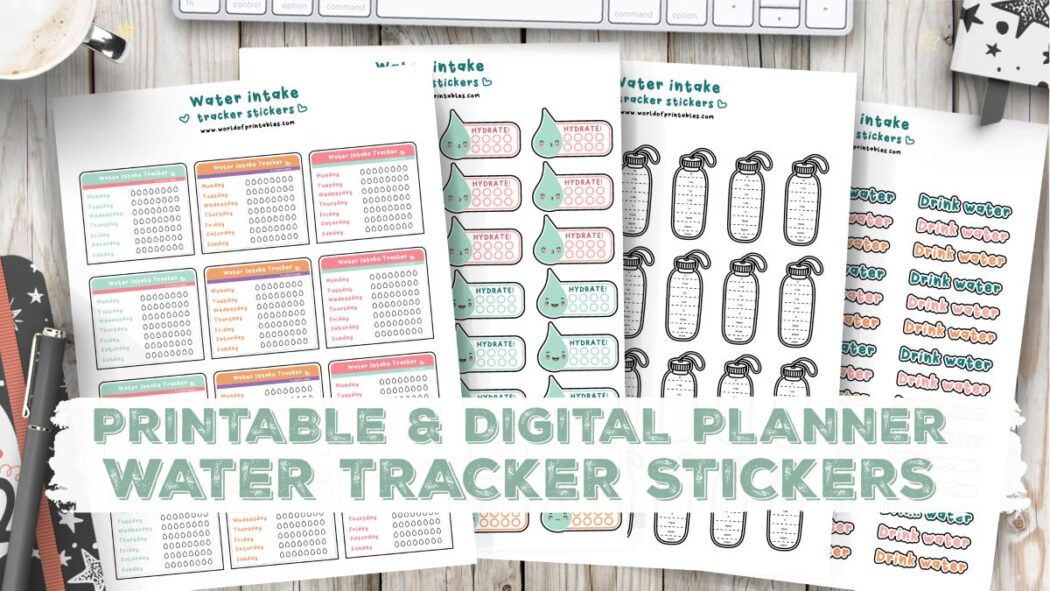 Water Tracker Stickers - Free Printable and Digital Planner Stickers