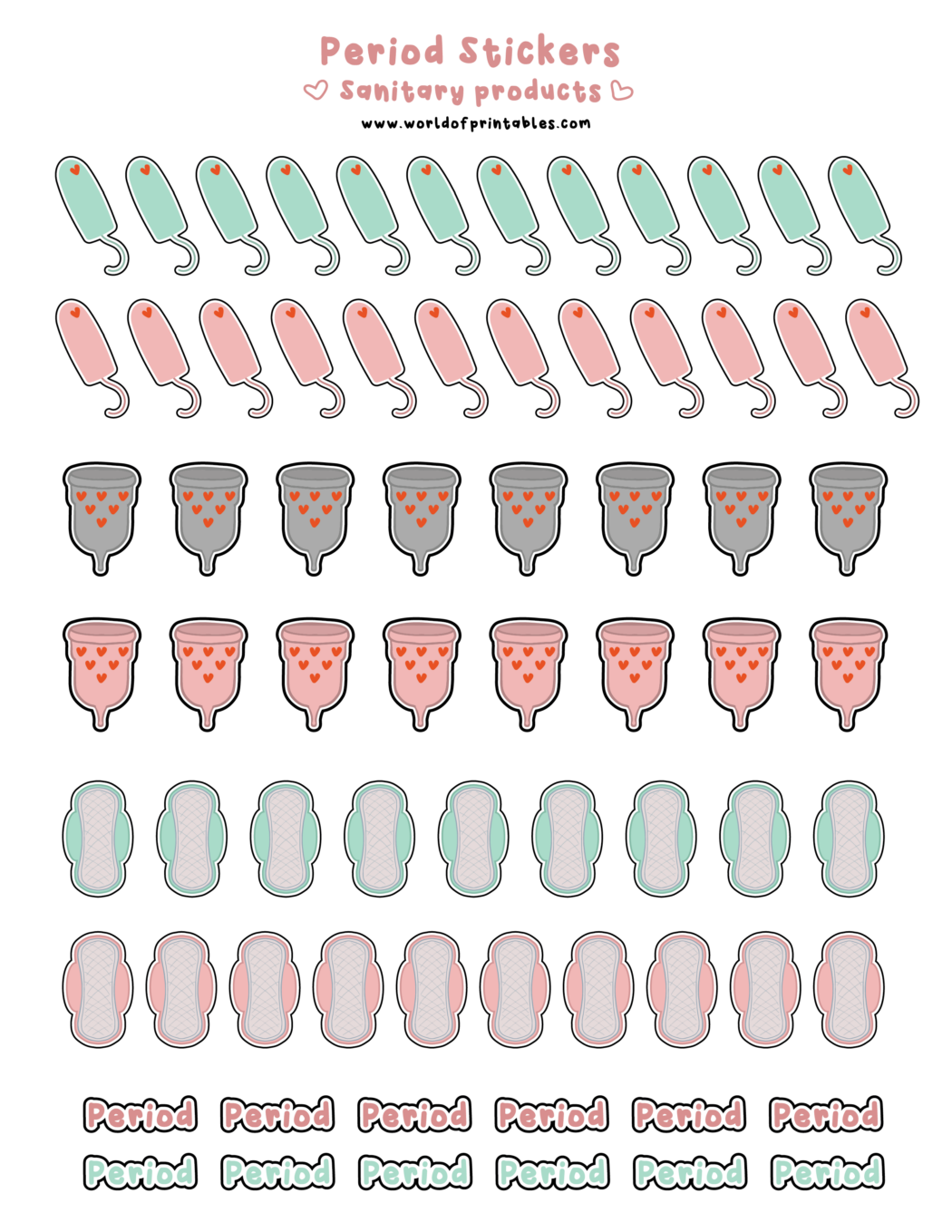 Period Stickers - Free Printable & Digital Planner Stickers - World of ...