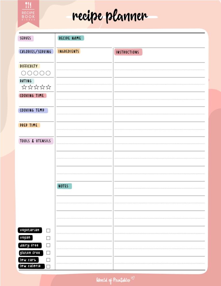 Recipe Binder - Organize Your Favorite Recipes For Free