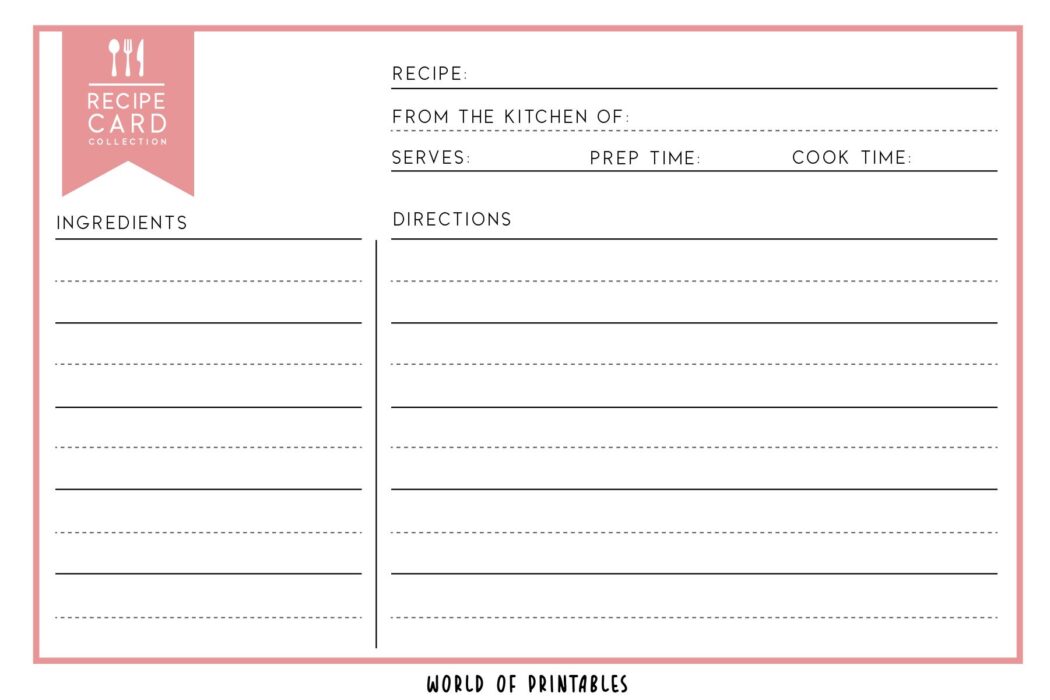 Recipe Cards - 50 Styles To Print For Free - World of Printables