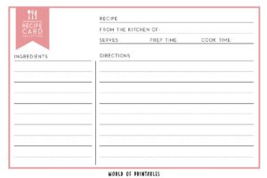 Recipe Cards - 50 Styles To Print For Free - World of Printables