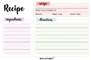 Recipe Cards - 50 Styles To Print For Free - World of Printables