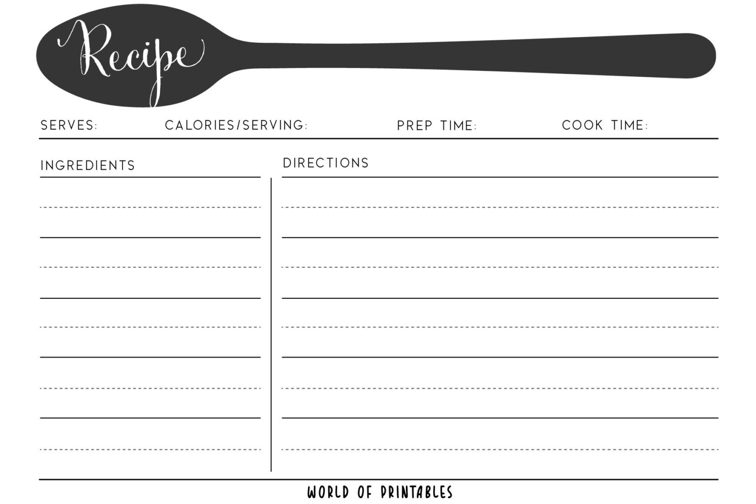 Recipe Cards - 50 Styles To Print For Free - World of Printables