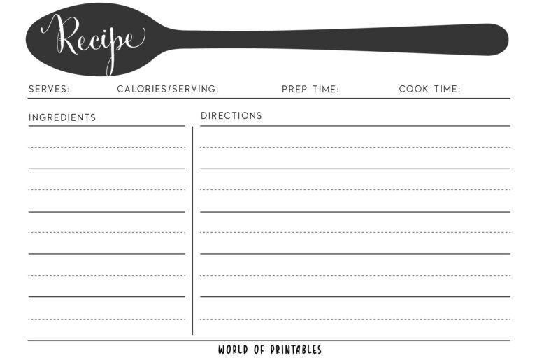 Recipe Cards - 50 Styles To Print For Free - World of Printables