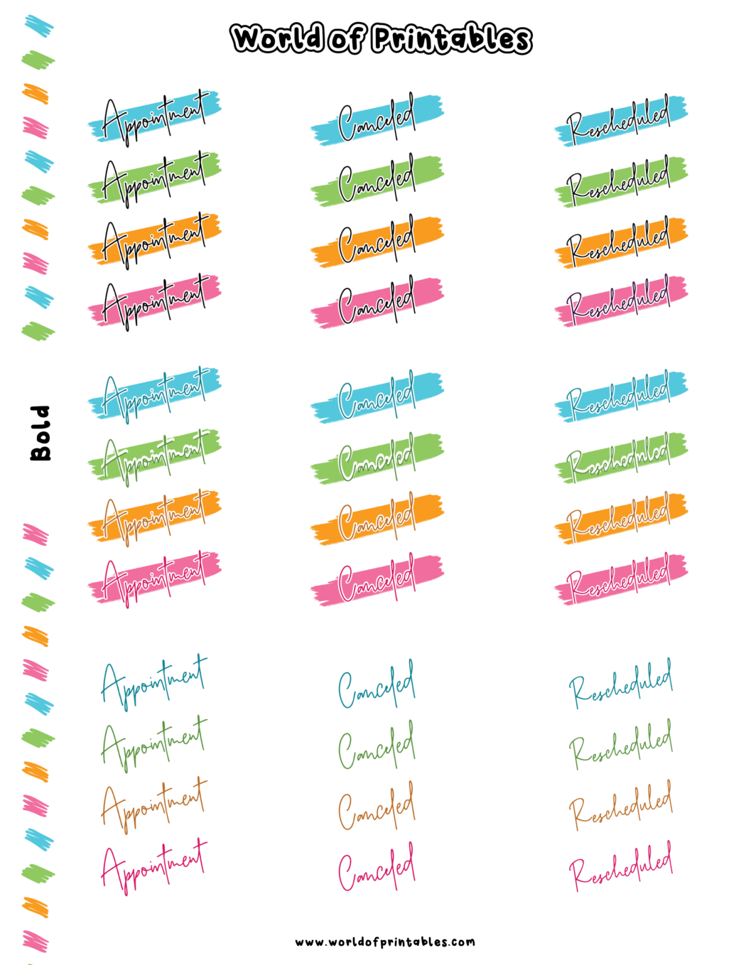 Appointment Stickers - Free For Printable & Digital Planners - World of ...