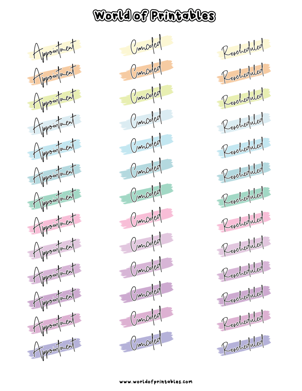 Appointment Stickers - Free For Printable & Digital Planners - World of ...