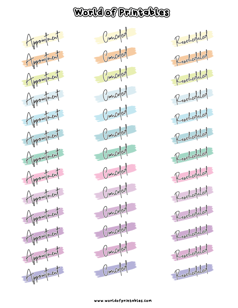 Appointment Stickers - Free For Printable & Digital Planners - World of ...