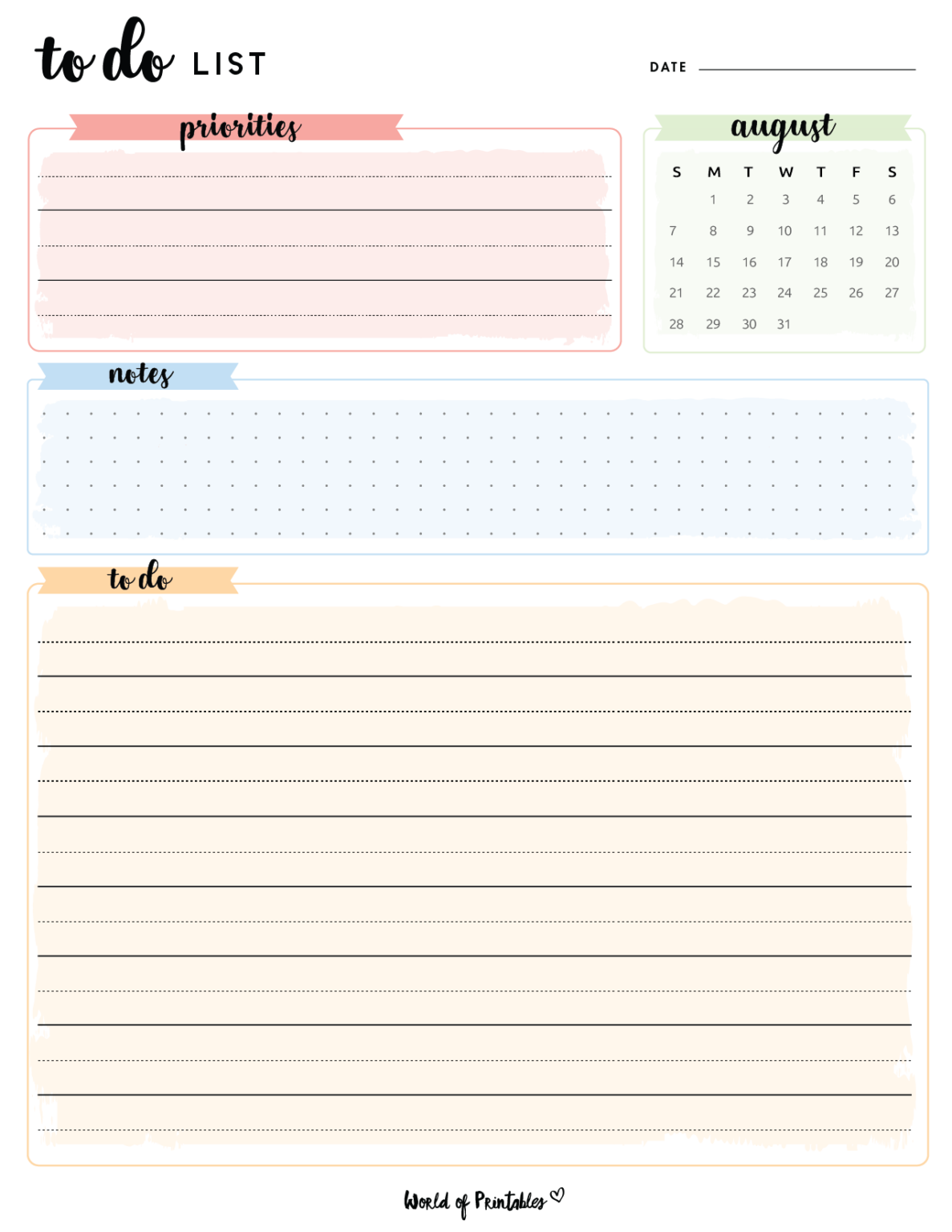 Free Cute August Calendar & Planner Set