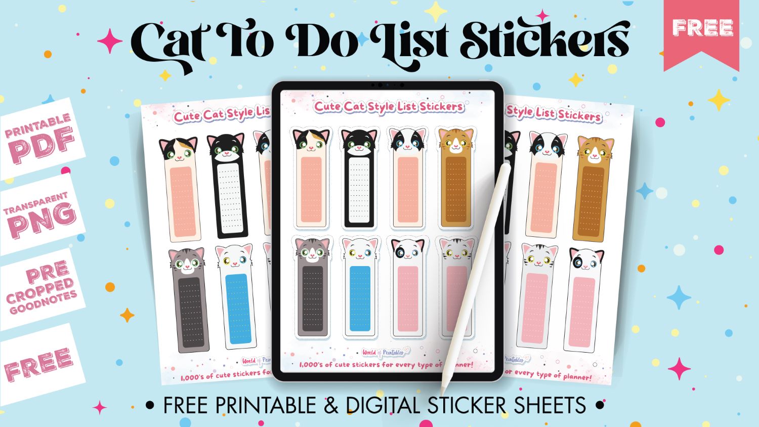 Cat To Do List Stickers | Printable & Digital - World of Printables